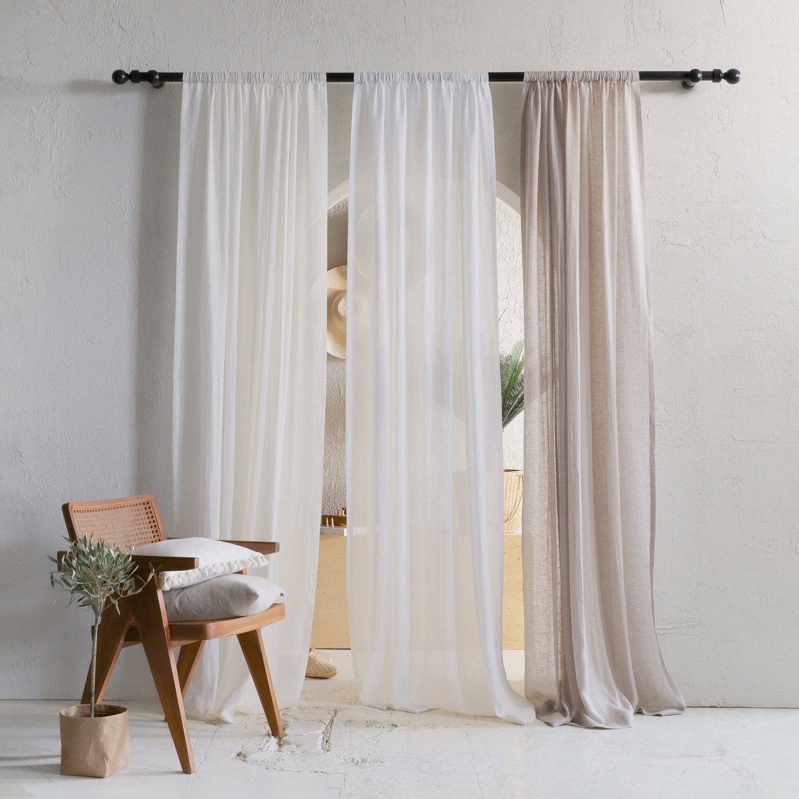 Sheer Linen Fabric by the Yard 8 Colors Natural Lightweight | Etsy Canada