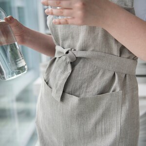 Natural Linen Apron, 30 Colors, Apron With Pockets, Full Apron, Unisex ...