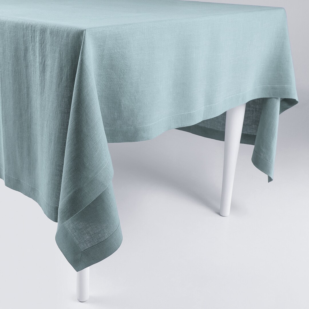 Ice Mint Linen Tablecloth, Blue Mint Table Cloth for Dinning Table ...