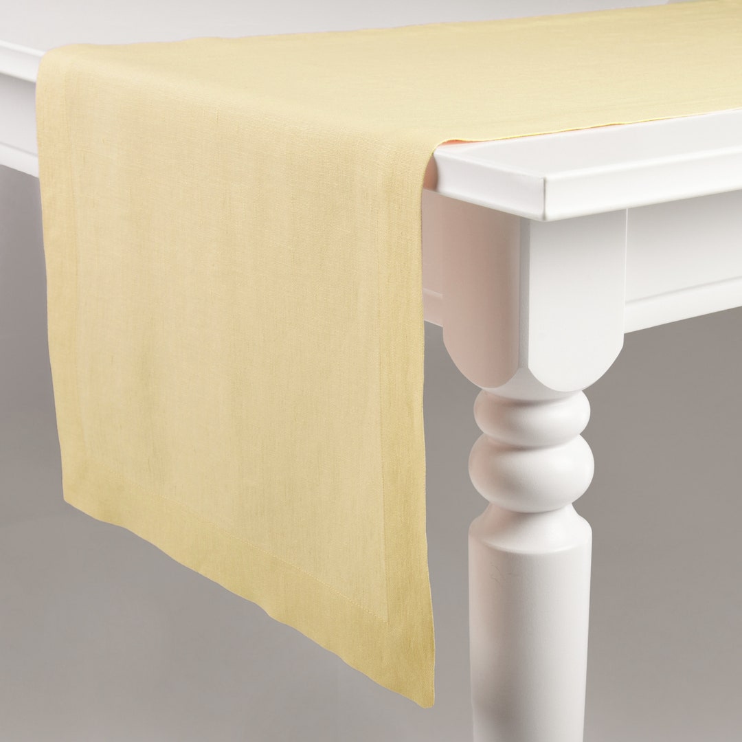 Linen Table Runner in Butter Yellow, Pale Yellow Table Runner, Natural ...