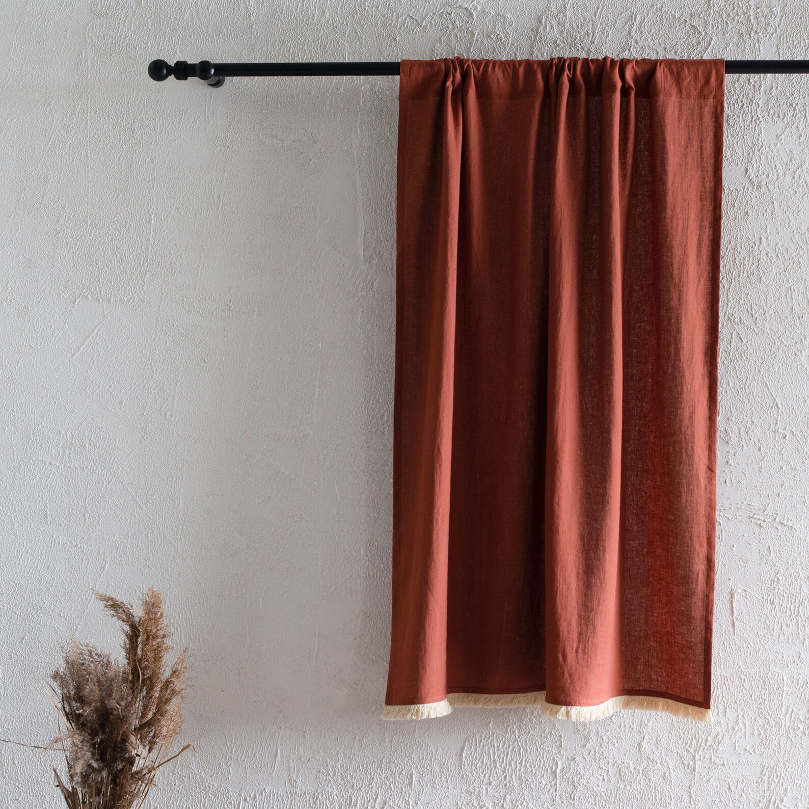 Linen Window Curtains With Fringe Rod Pocket Curtains - Etsy