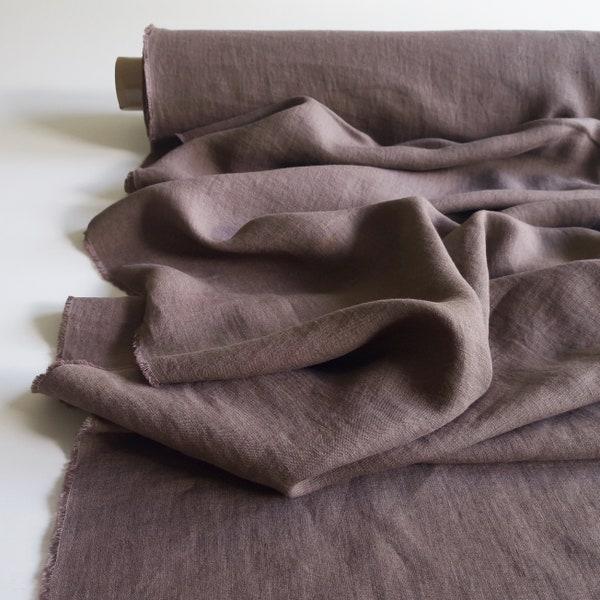 Linen Brown and White Fabric - Etsy