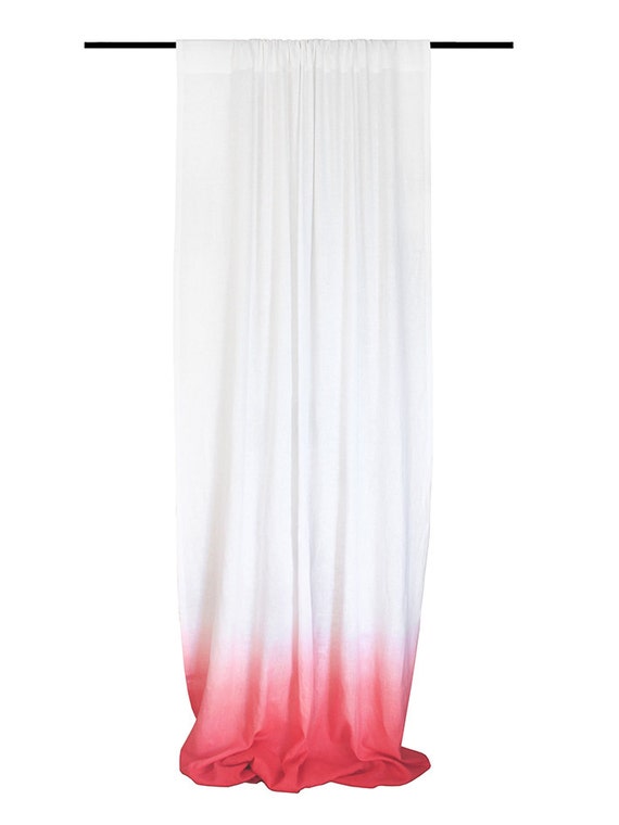 Raspberry red ombre curtains handmade linen curtains Dip dye | Etsy