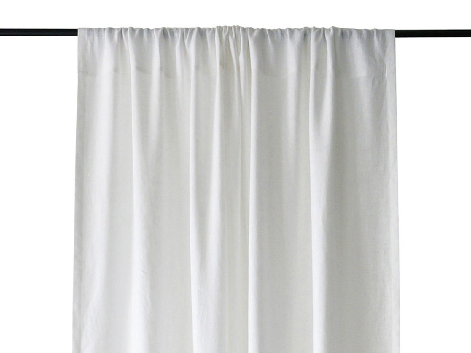 Linen Curtains Color Block Curtains 1 Curtain Panel Black - Etsy