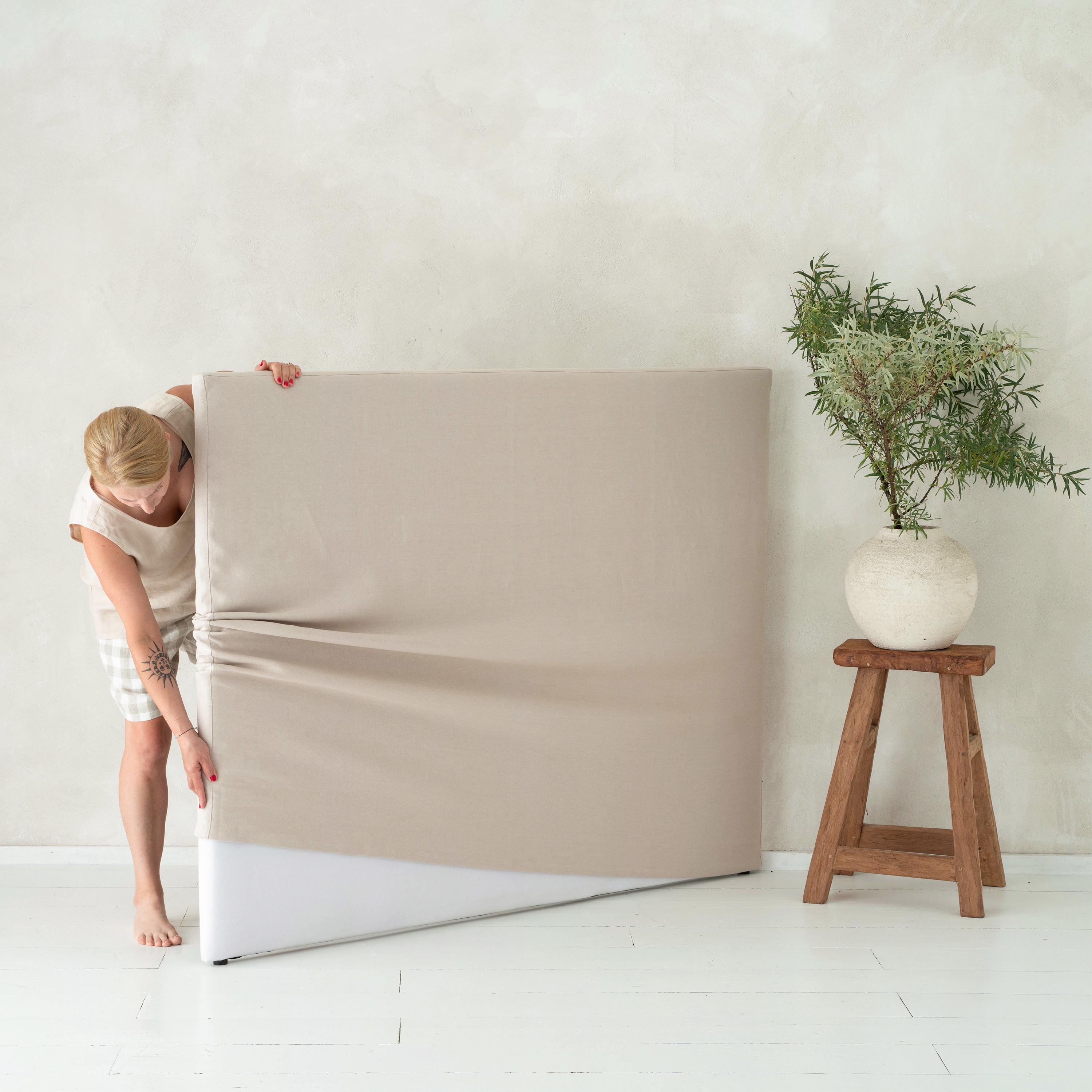 Heavy Linen Headboard Cover, Headboard Slipcover, Natural Head Board ...
