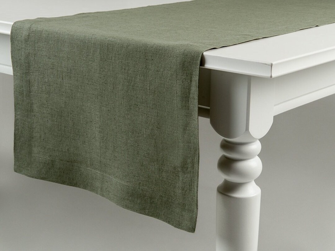 Natural Table Runner Moss Green Linen Table Runner 30 - Etsy