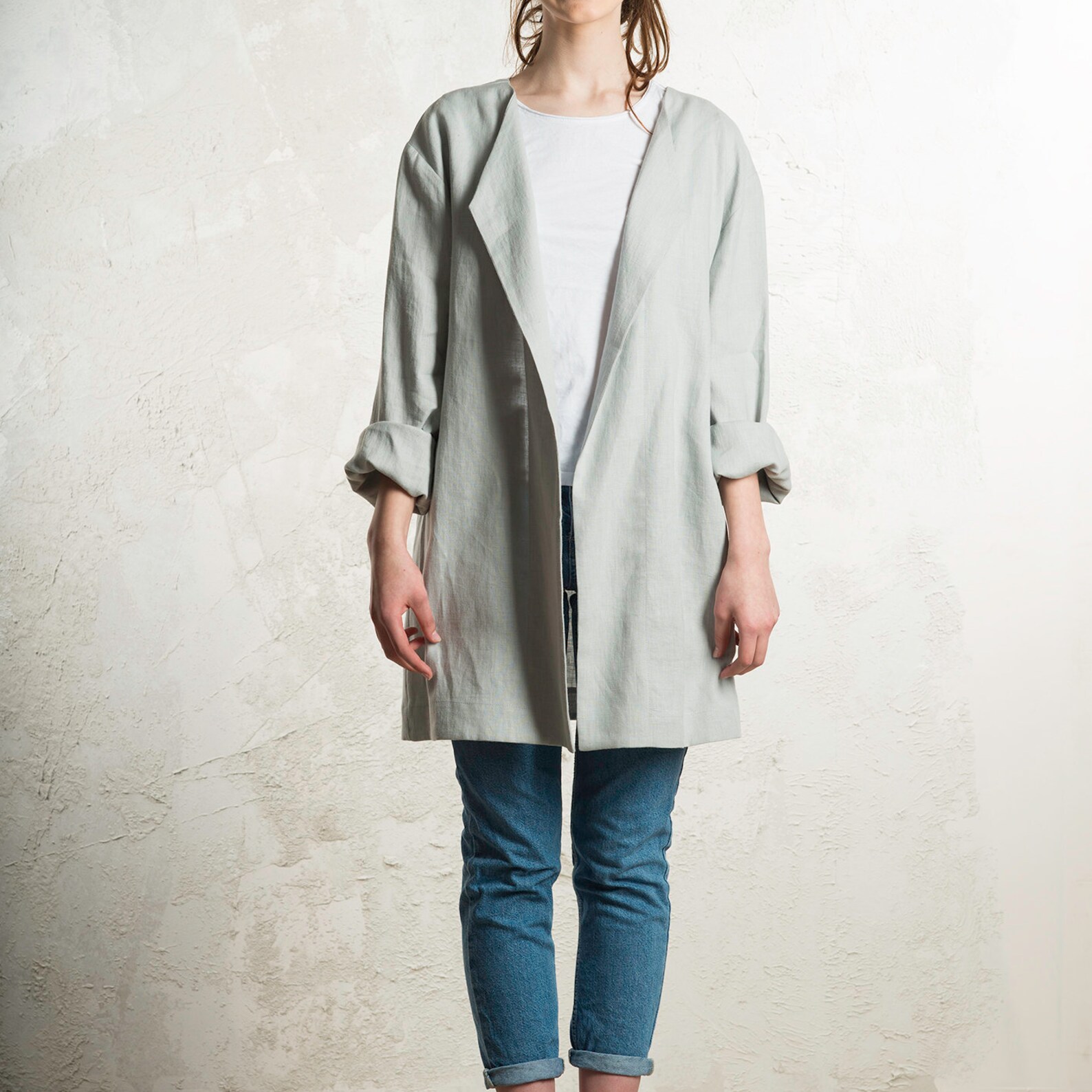 Oversized Linen Cardigan Women 30 Colors Boyfriend's | Etsy