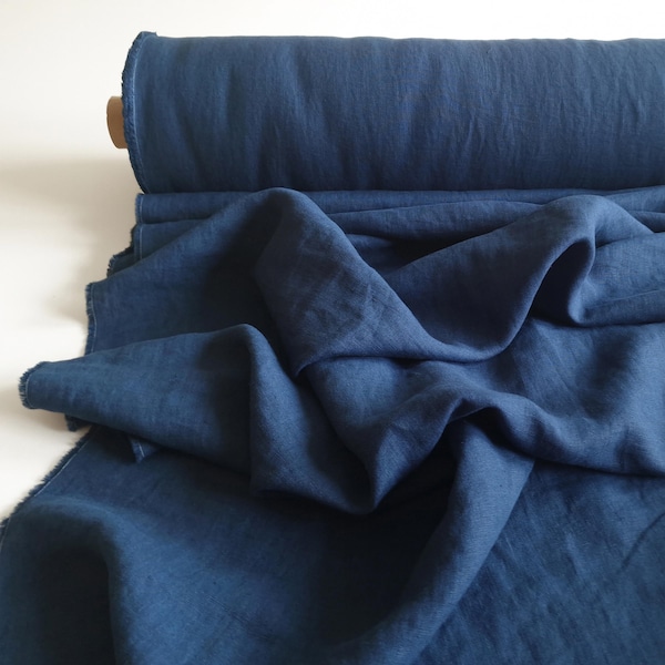 Navy Blue Linen Fabric - Etsy