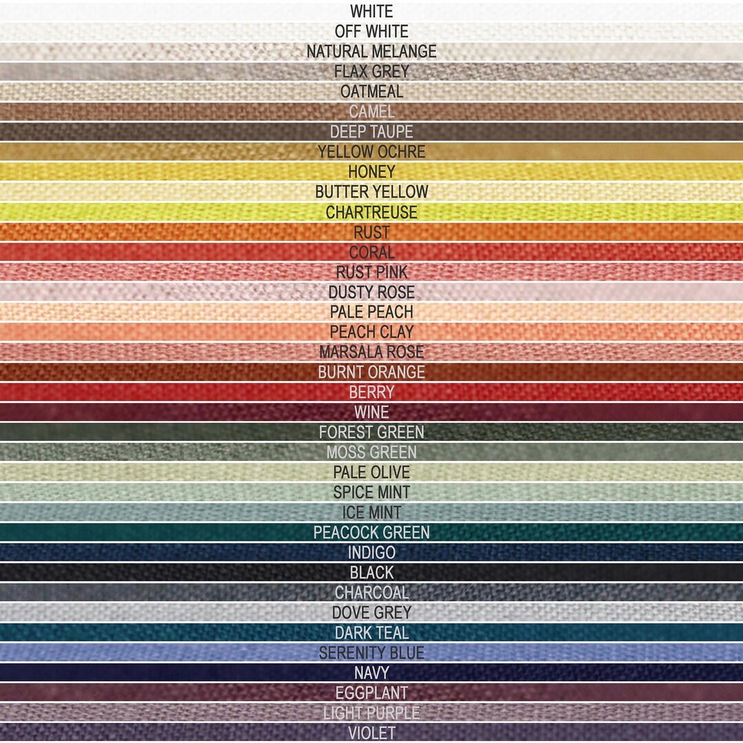 Linen Fabric Samples Set, 39 Soft Linen Color Samples Included, Medium ...