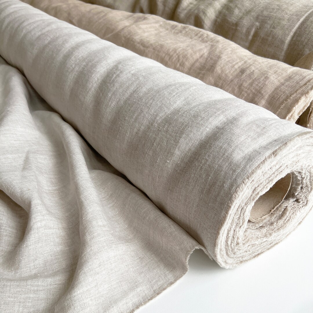 Linen Fabric by the Yard, Natural Melange Linen Fabric, 30 Colors, Pure ...