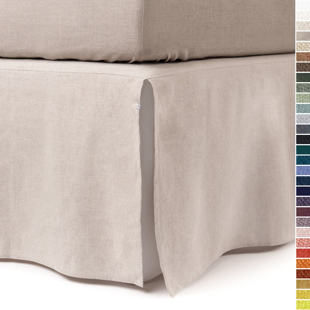 Split Corners Linen Bedskirt, Linen Bed Skirt Queen, King, Full, Linen ...