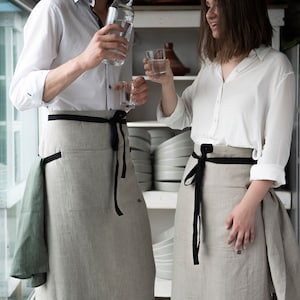 Long Linen Waist Apron Various Colors, Handmade Linen Apron With Pocket ...