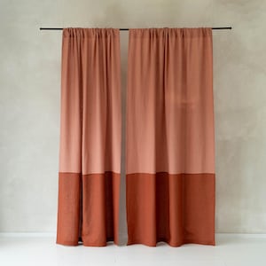 Linen Curtains Color Block, Custom Color Curtain Panel, Rod Pocket ...