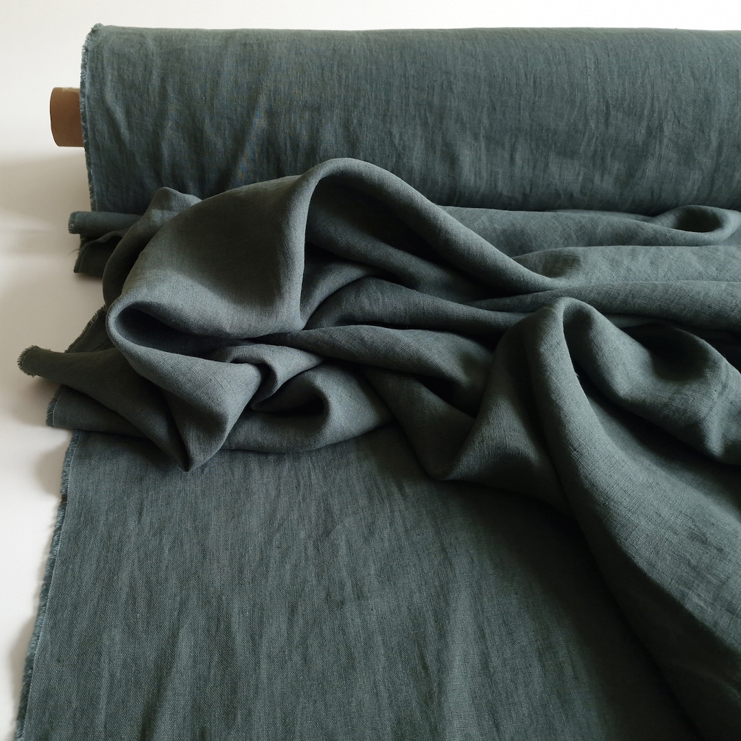 Linen Fabric by the Yard, Forest Green Linen Fabric by the Meter ...