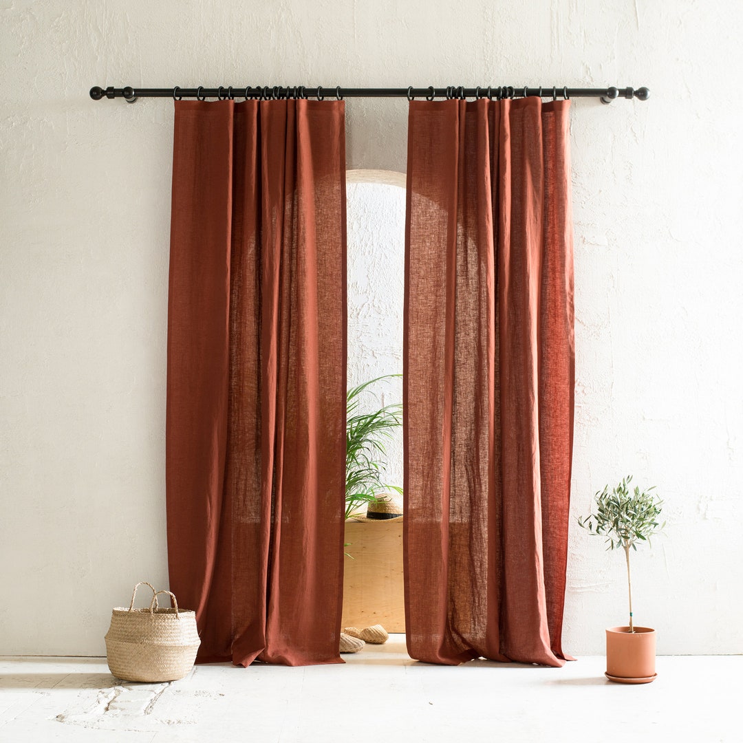 Natural Linen Curtains, Blackout Curtains, 1 Window Curtain Panel ...