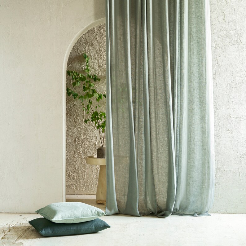 Rod Pocket Linen Curtain Sheer Linen Window Curtains With Rod - Etsy