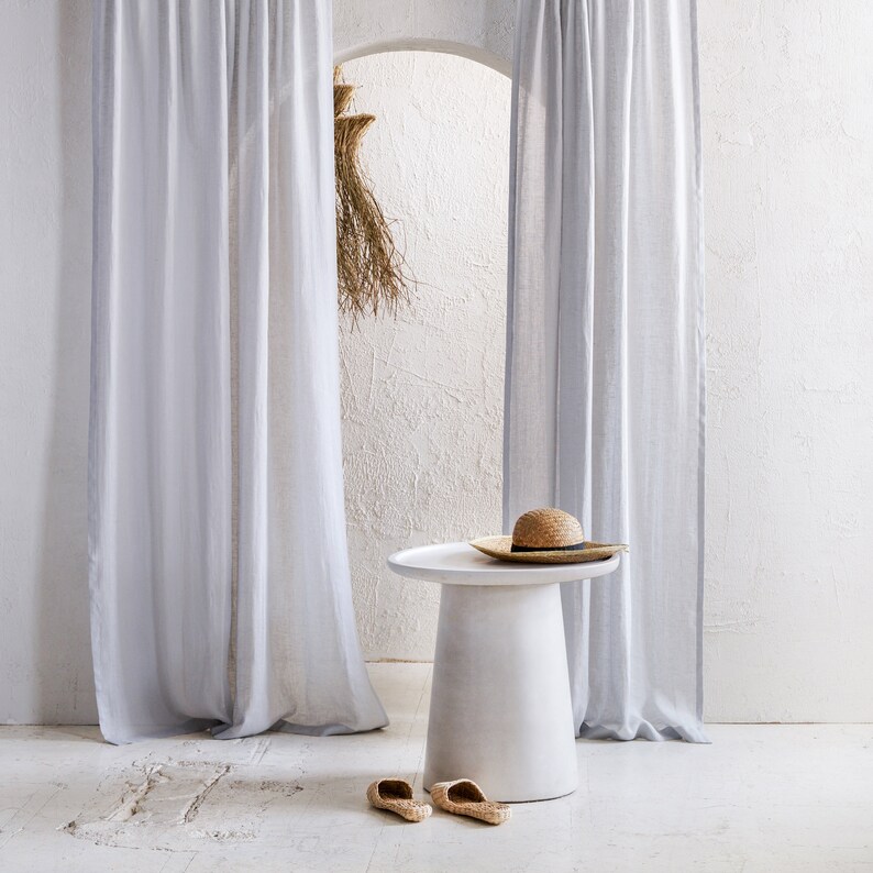 Rod Pocket Linen Curtain Sheer Linen Window Curtains With Rod - Etsy