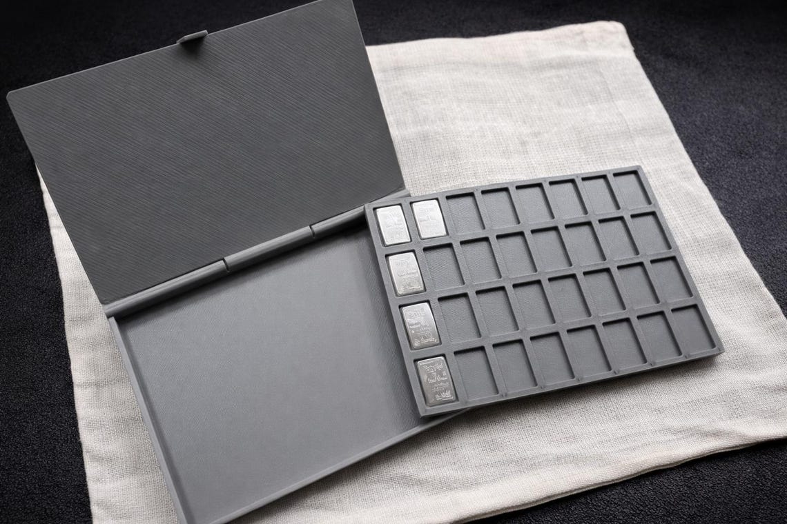 3D Printed Silver Bullion Storage Case for Valcambi 1g Bars ( Holds 32 ...