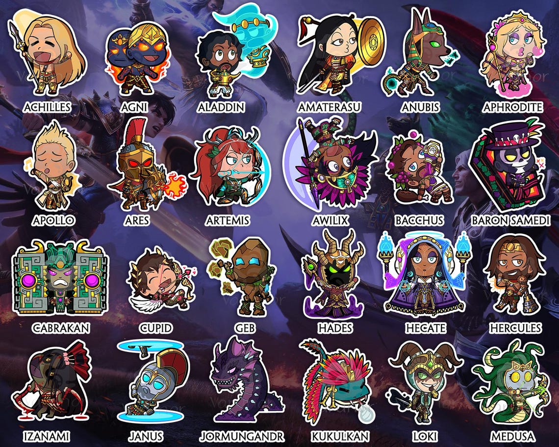 Smite 2 Mythology God Goddess Sticker Collection Bundles - Etsy
