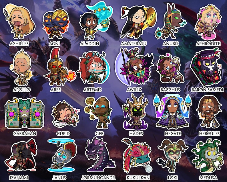 Smite 2 Mythology God Goddess Sticker Collection Bundles - Etsy