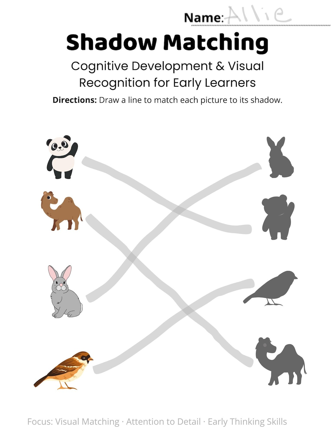 Shadow Matching for Toddlers, Preschool Matching Game, Early Thinking ...