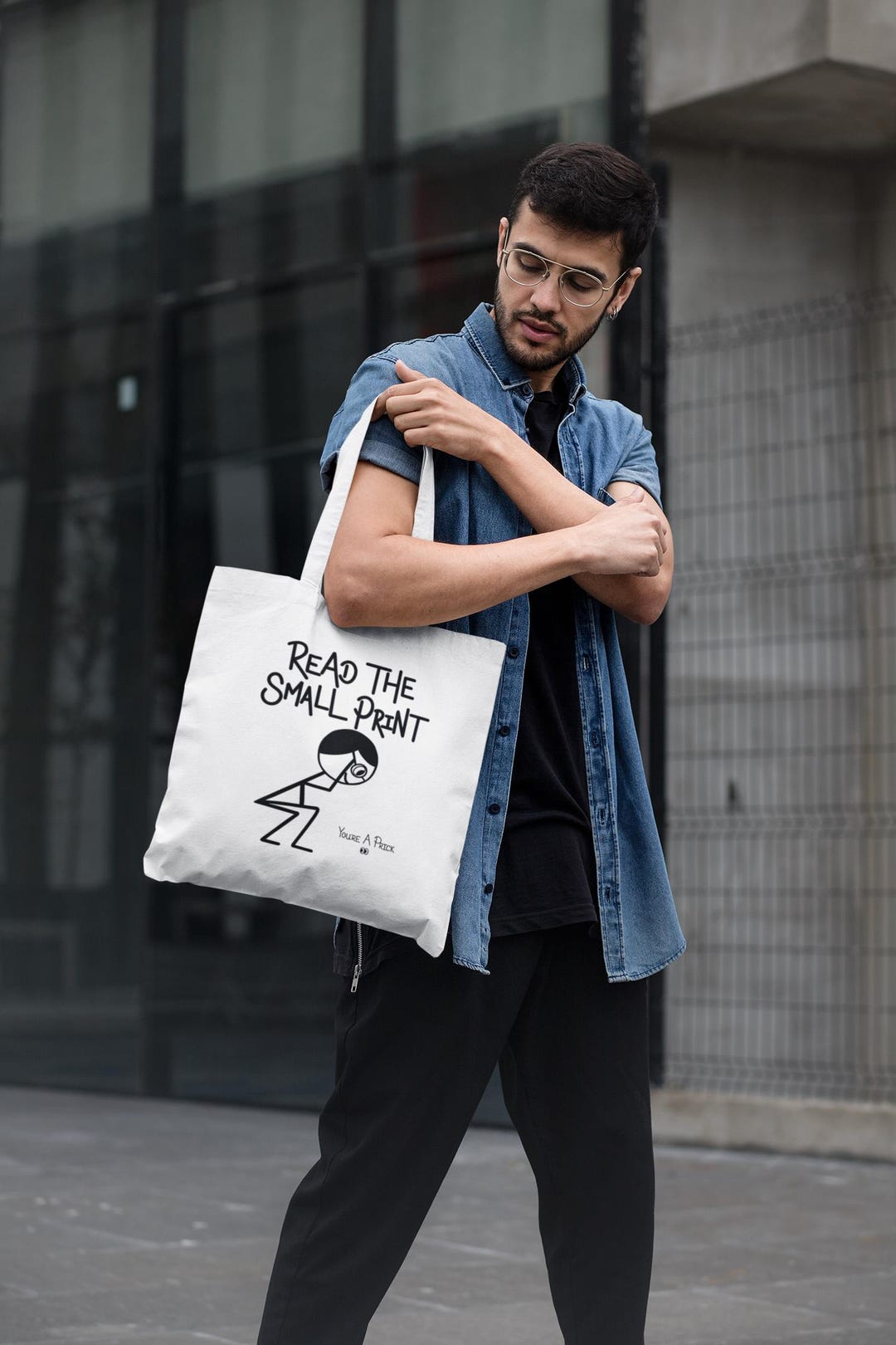 Bolsa de mano "Lee la letra pequeña" para hombre - Divertida bolsa de ...