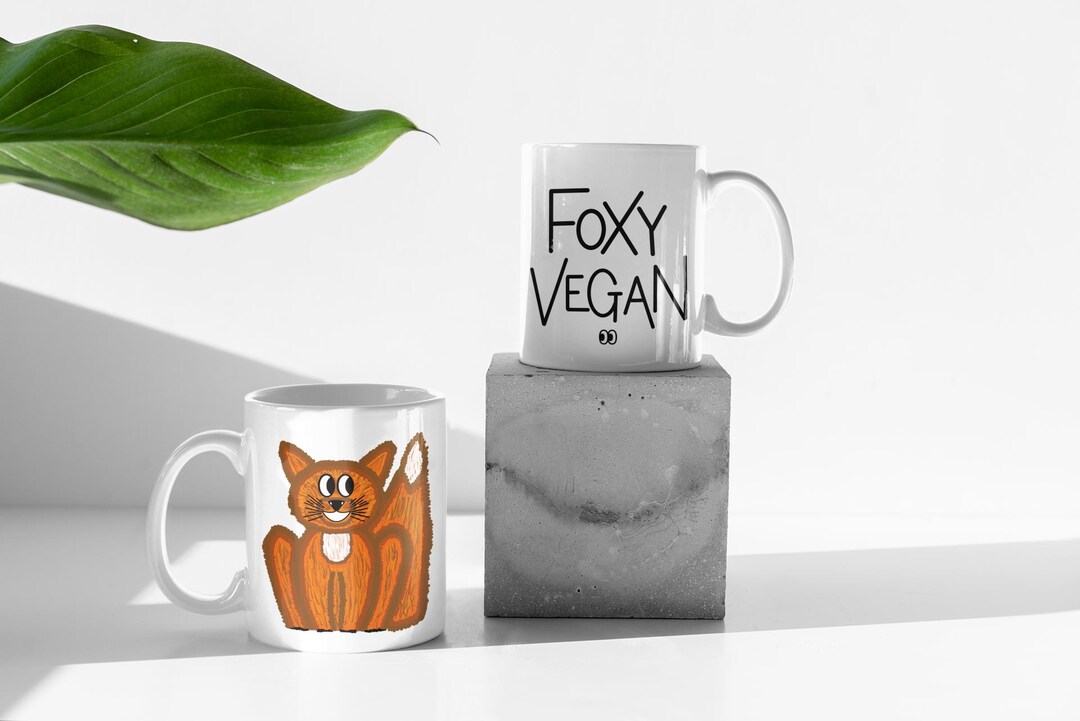 Funny Fox Mug - "foxy Vegan" Quote Cup for Animal Lovers - Cute Vegan ...