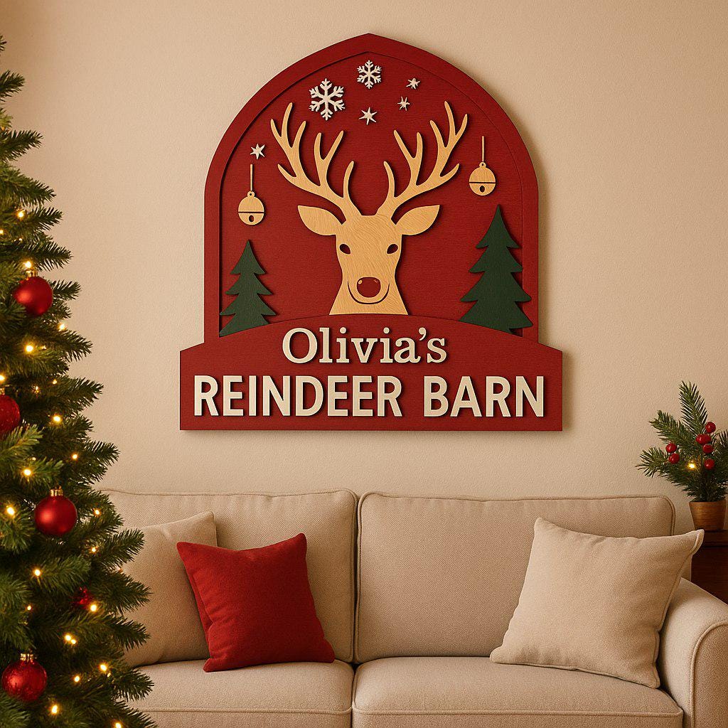 Custom Reindeer Sleigh Ride Wall Decor - Personalized Christmas Wood ...