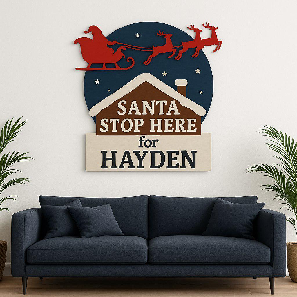 Custom Reindeer Sleigh Ride Wall Decor - Personalized Christmas Wood ...