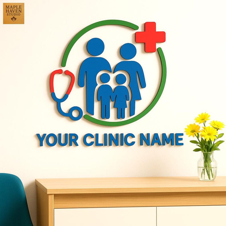 Walk-in Clinic Custom Wooden Logo Sign • Clinic Office Logo ...
