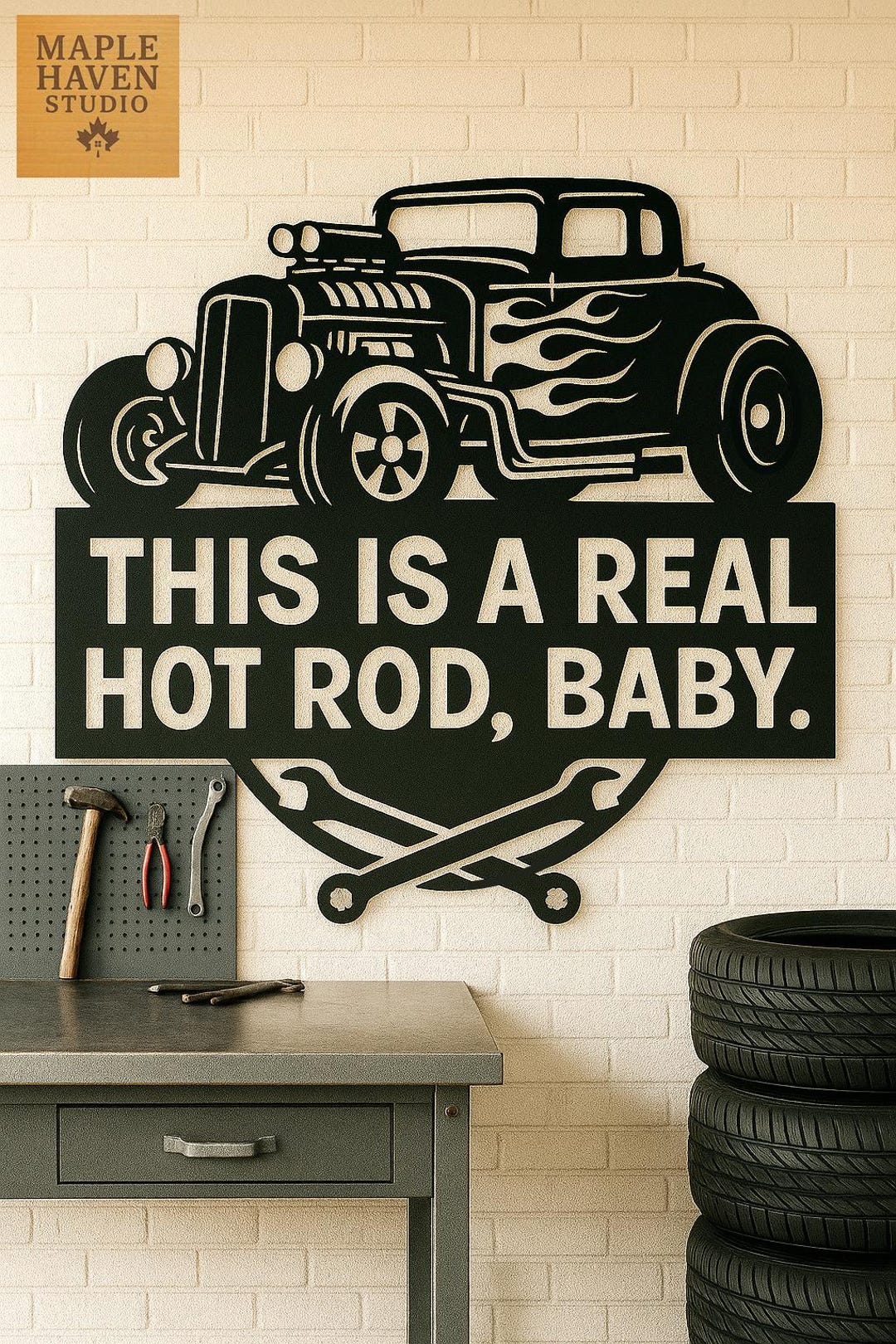 Custom Garage Sign Hot Rod Edition, Personalized Wooden Hot Rod Wall ...