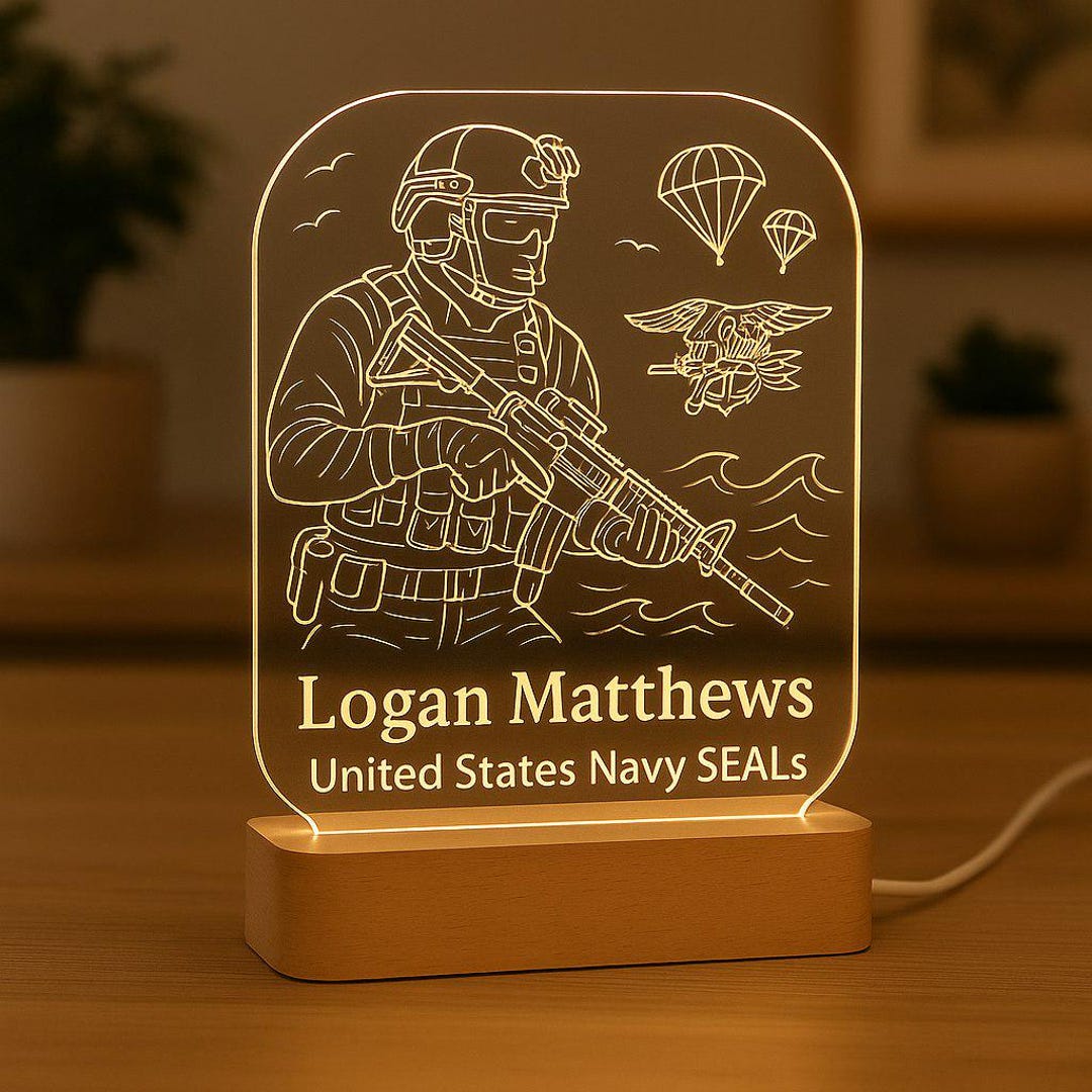 Personalized Navy SEAL Night Light: Laser Engraved Acrylic, LED Base - Etsy