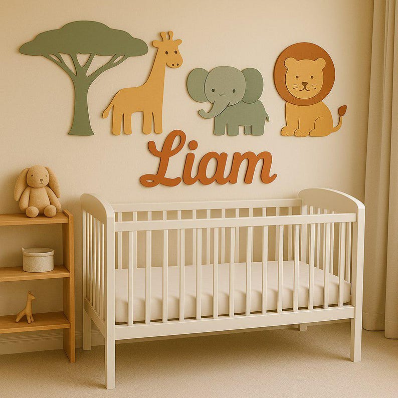 Zoo Animal Nursery Name Sign: 3D Wooden Wall Decor - Etsy