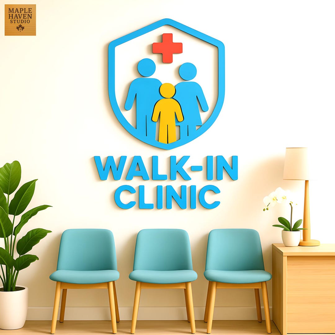 Walk-in Clinic Custom Wooden Logo Sign • Clinic Office Logo ...