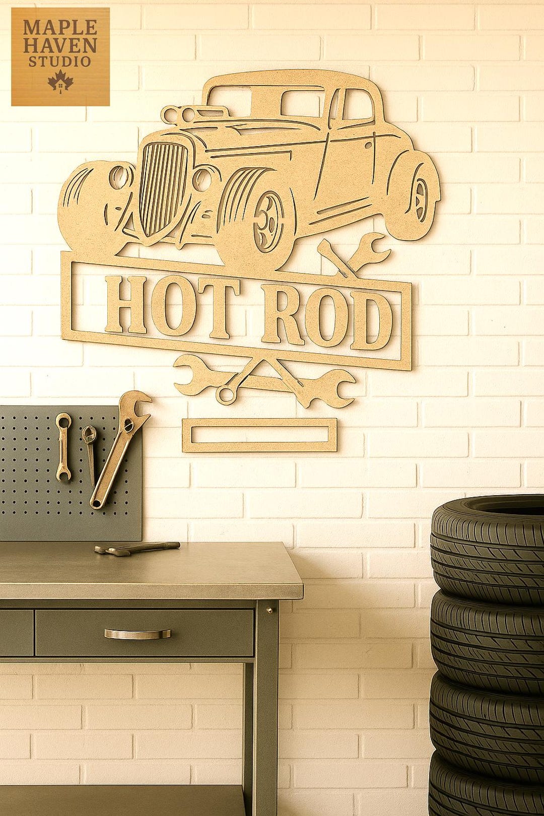 Hot Rod Wooden Sign • Custom Car Sign • Laser Cut Wall Decor • Vintage ...