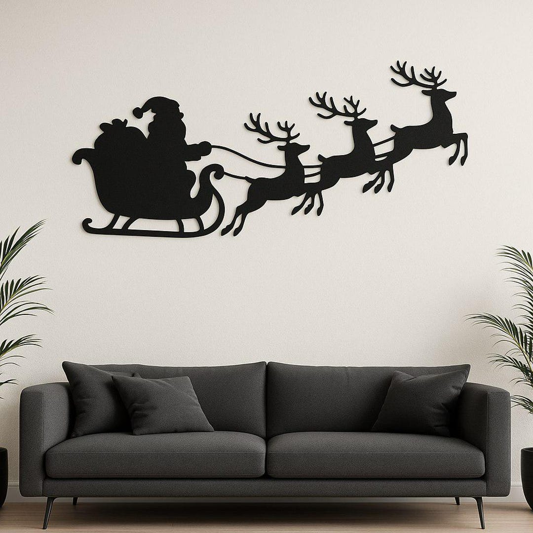 Custom Reindeer Sleigh Ride Wall Decor - Personalized Christmas Wood ...