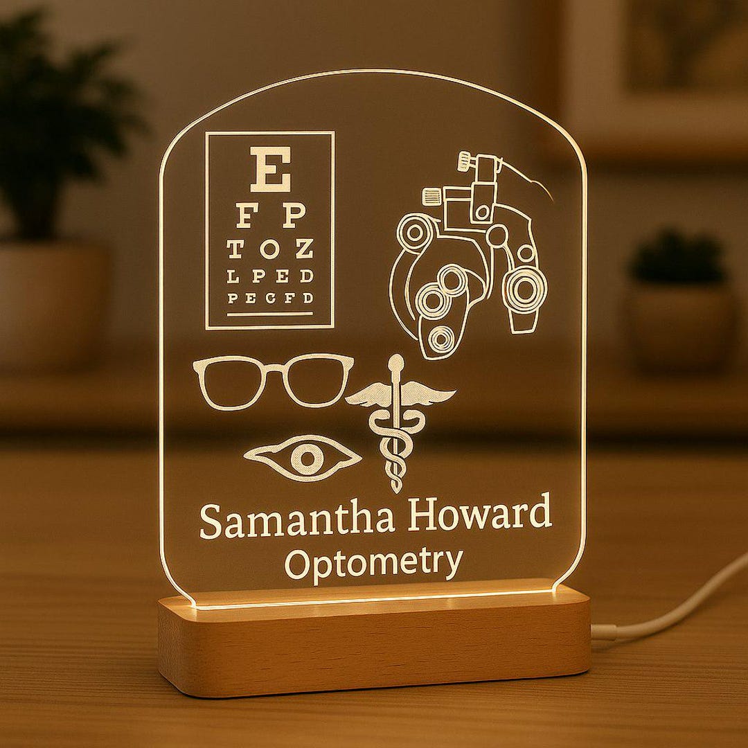 Personalized Optometrist Night Light • Laser Engraved Acrylic LED Desk ...