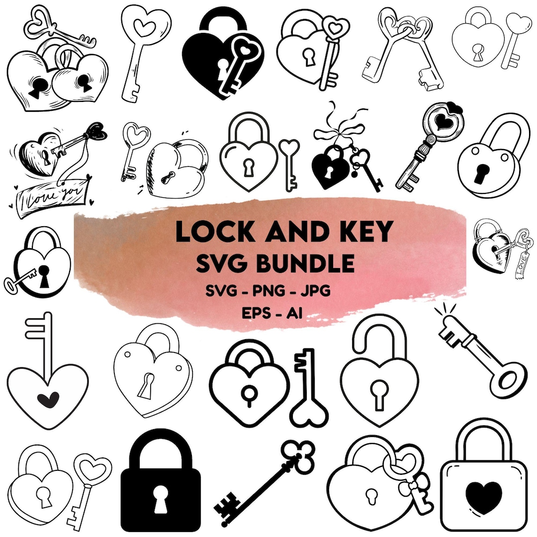 Heart Lock and Key SVG Bundle: Cricut-ready Designs (digital Download ...