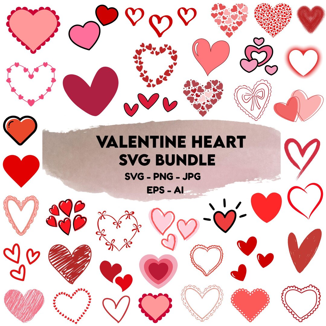 Valentine Heart Svg Bundle: Pack Love Heart, Shirt Design for Cricut ...