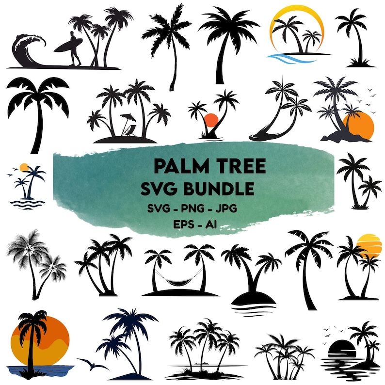 Palm Tree SVG Bundle: Beach & Sun Clipart (instant Download) - Etsy