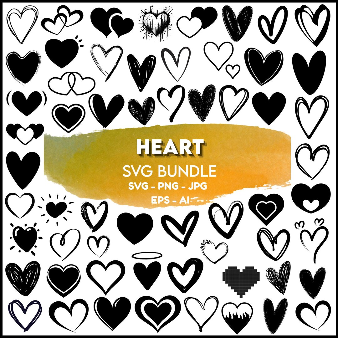 Heart SVG Doodle Bundle, Love Clip Art (digital Download) - Etsy