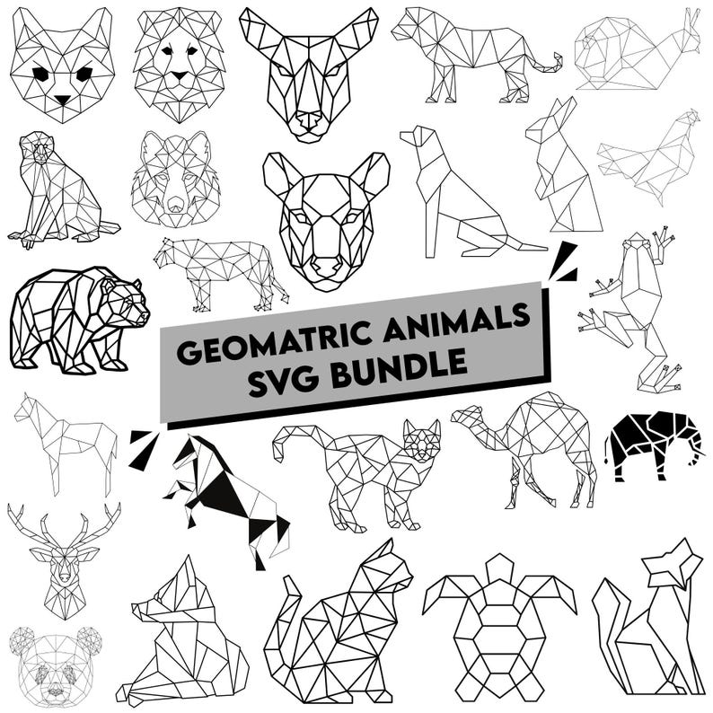 Geometric Animals Bundle Svg: Grayscale Burn Image Cut Vector(digital ...