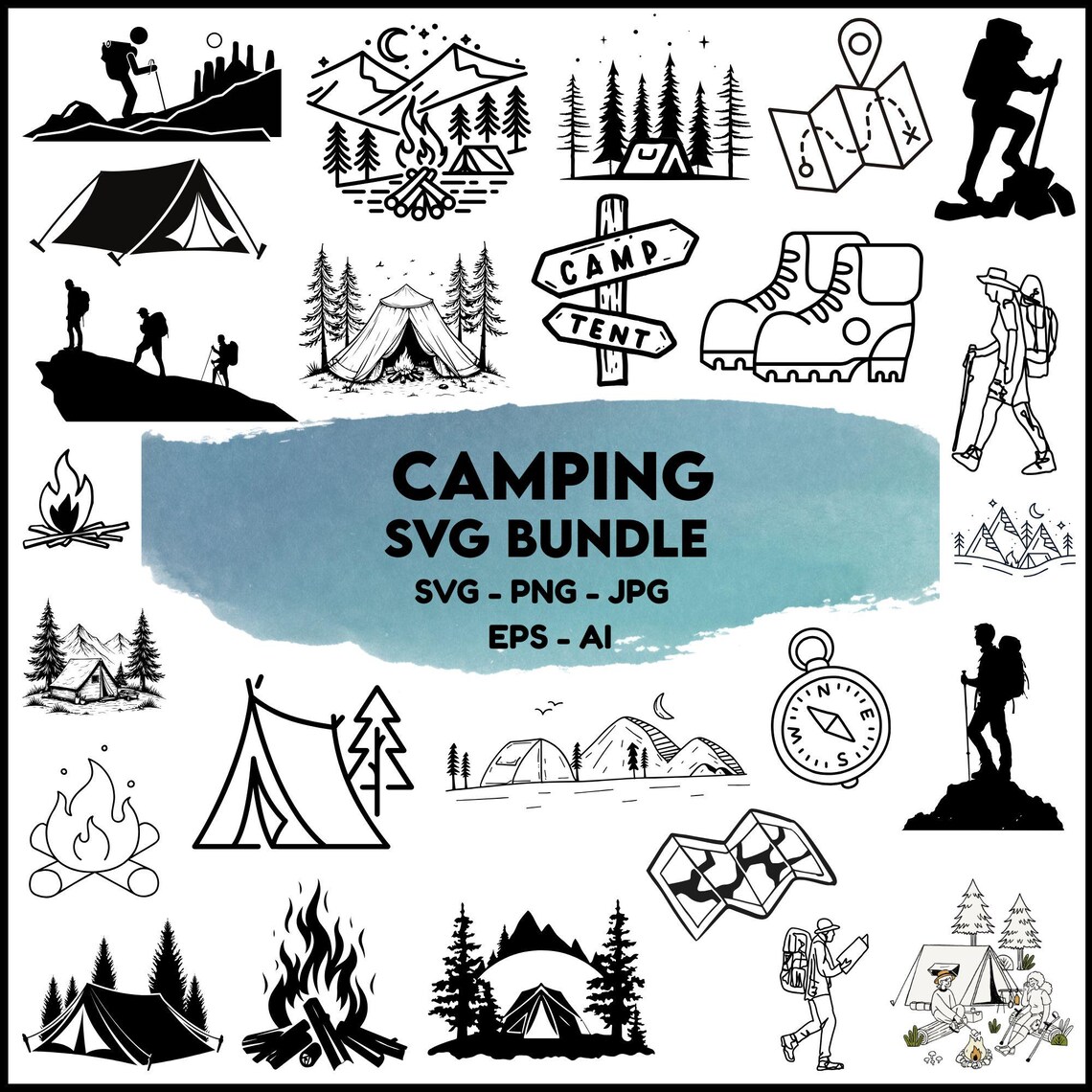 Camping SVG Bundle: Outdoor Adventure Designs (digital Download) - Etsy