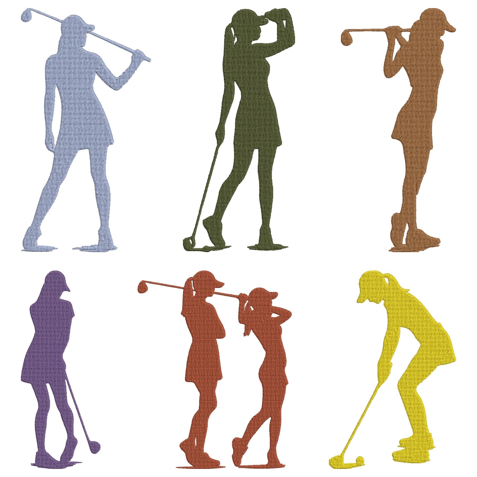 Female Golfer Embroidery Design, Lady Golf Women Golfing Sports Athlete ...