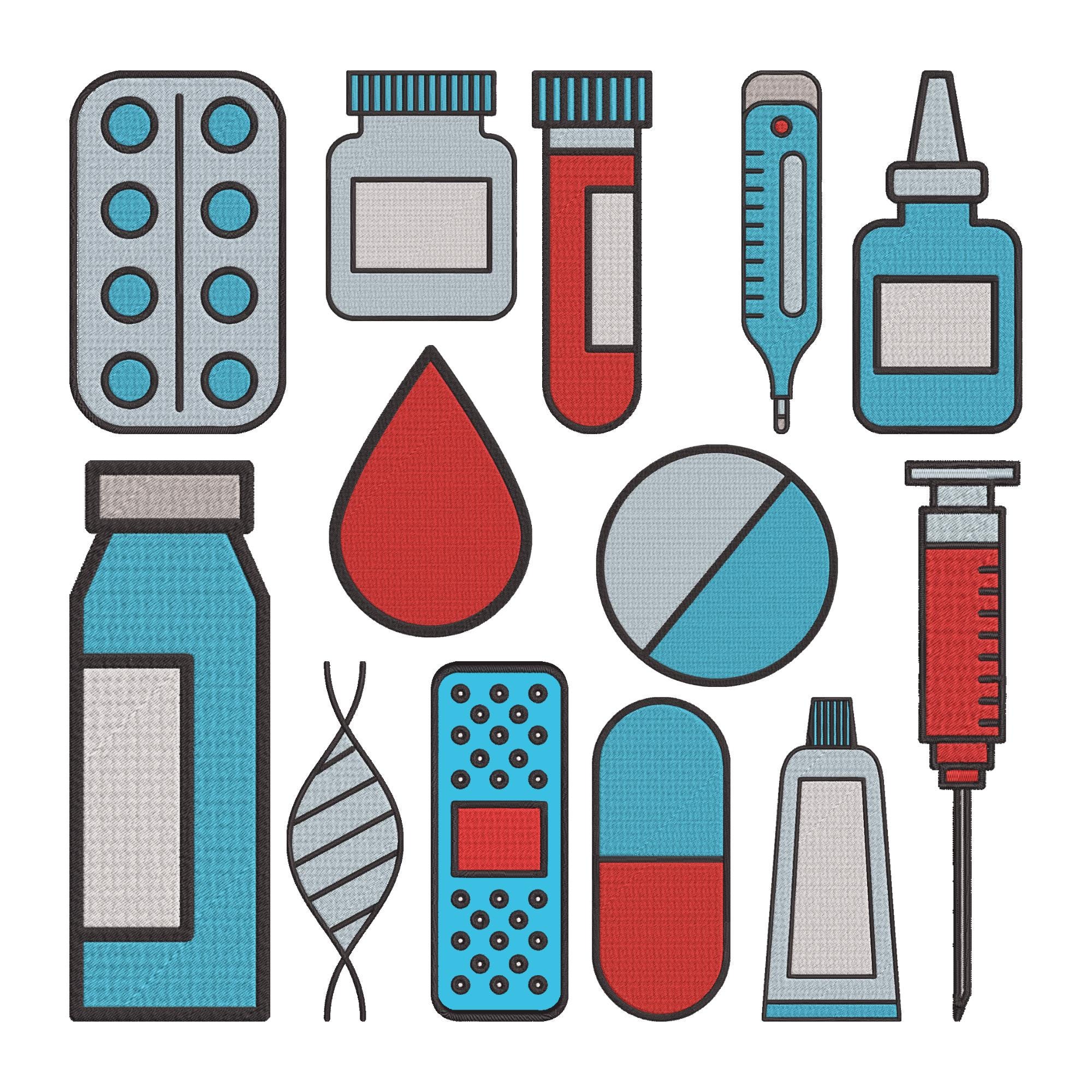 Medicine Embroidery Design, Medicine Machine Embroidery File, 13 Design ...