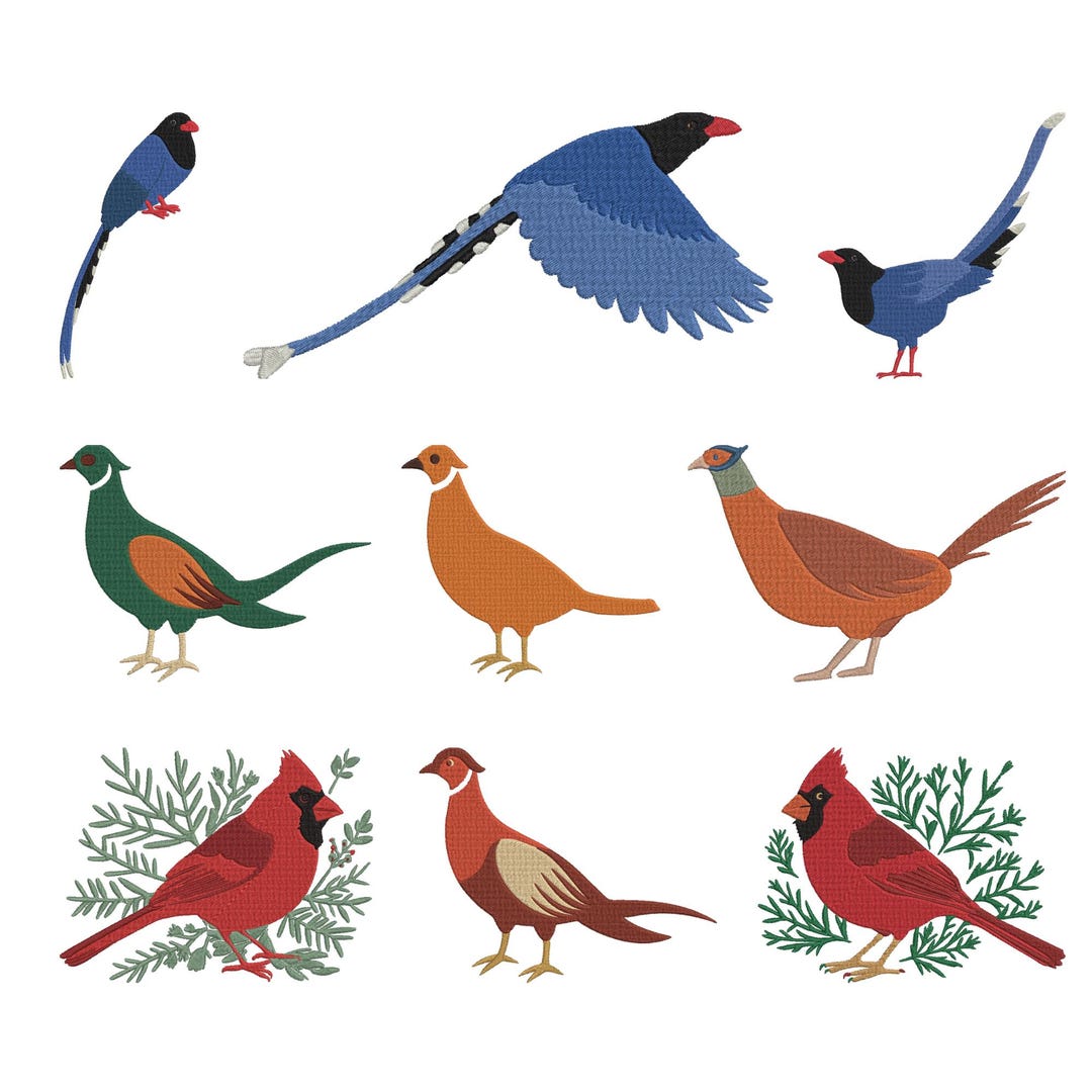 Bird Sparrow Flying Embroidery Design, Pheasant Cardinal Realistic Bird ...