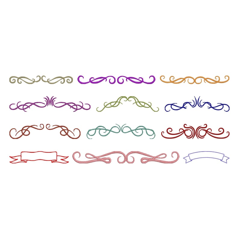 Decorative Swirl Embroidery Design, Vintage Flourish Divider Machine ...