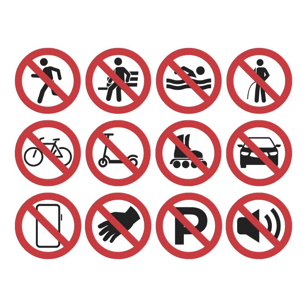 Prohibited Sign Embroidery Design, Prohibited Sign Machine Embroidery ...