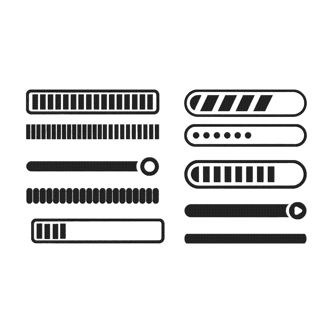 Loading Bar Embroidery Design, Loading Bar Machine Embroidery File, 10 ...