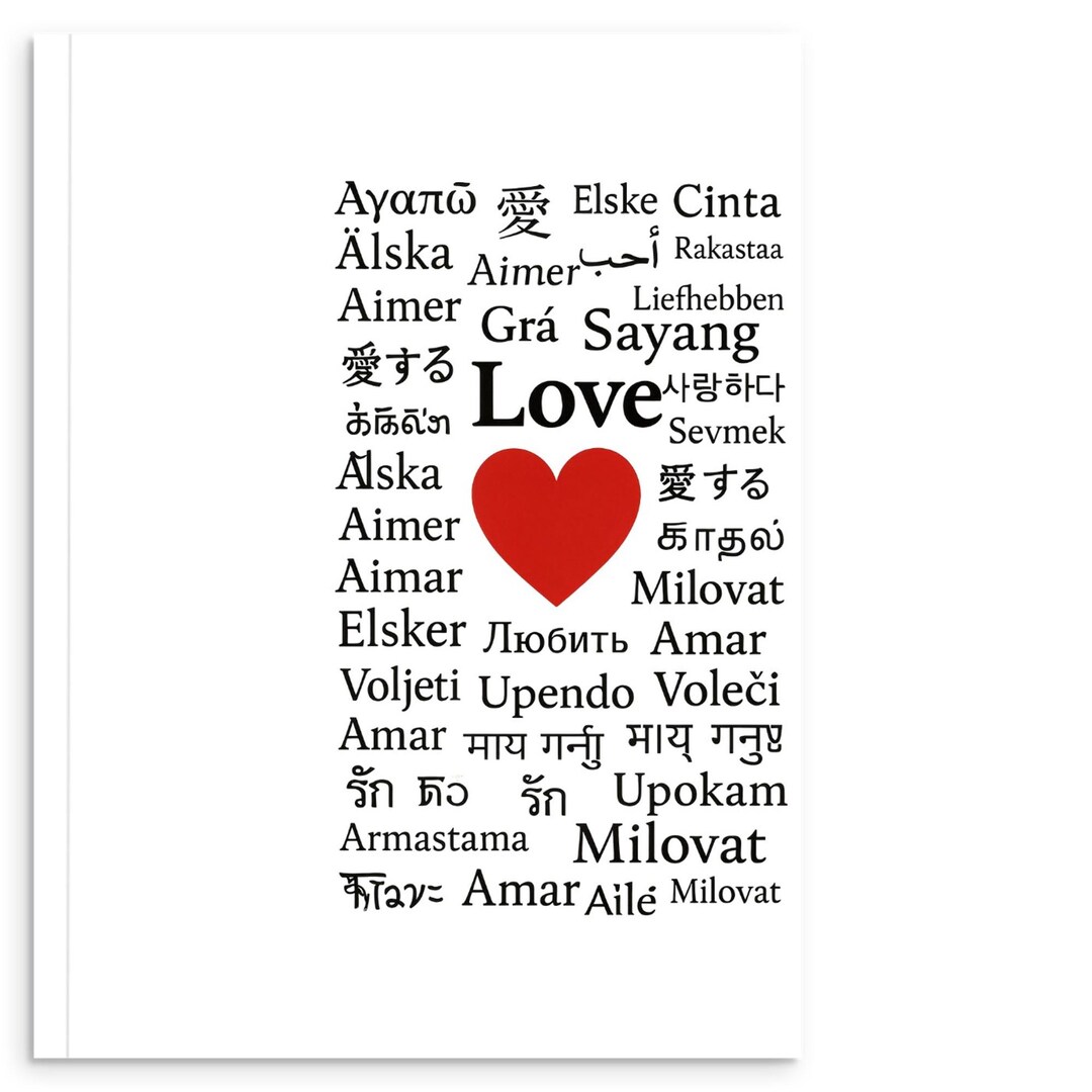 Multilingual LOVE Typography With Red Heart Accent Softcover Photo Book ...